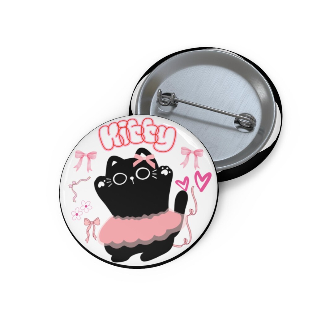 Kawaii Black Cat Ballerina Pin Button | Custom Pin Buttons - Etsy