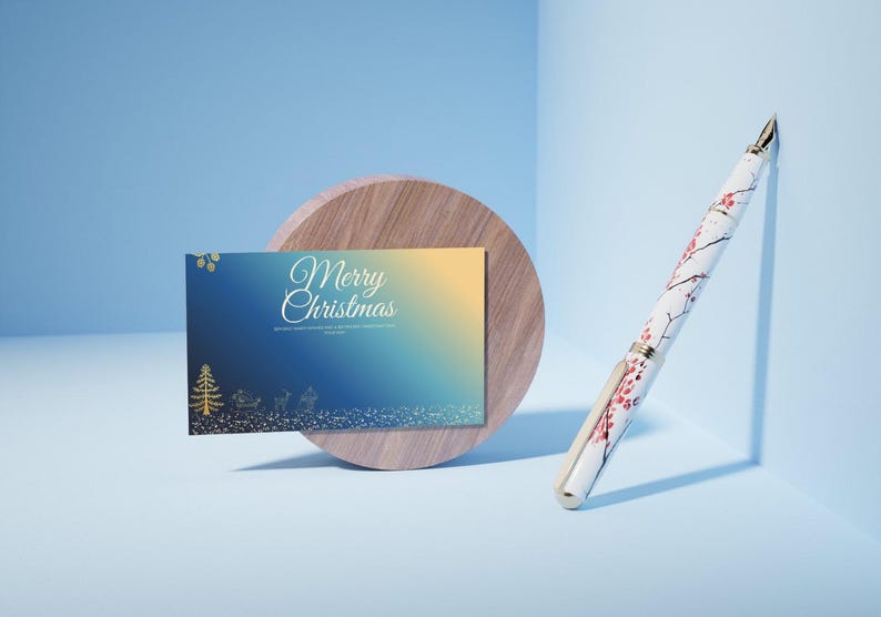 Mini Christmas Cards Printable 5x3.5 | Small Holiday Greeting Cards ...