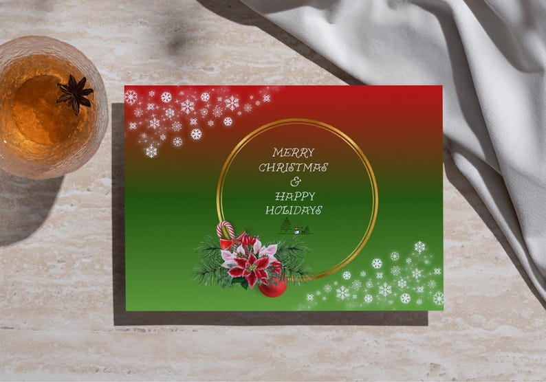 Mini Christmas Cards Printable 5x3.5 | Small Holiday Greeting Cards ...