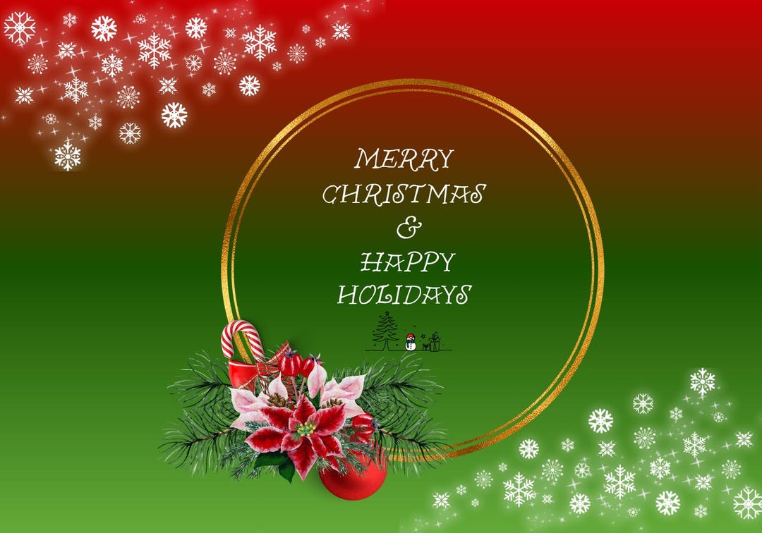 Mini Christmas Cards Printable 5x3.5 | Small Holiday Greeting Cards ...
