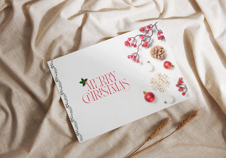 Mini Christmas Cards Printable 5x3.5 | Small Holiday Greeting Cards ...