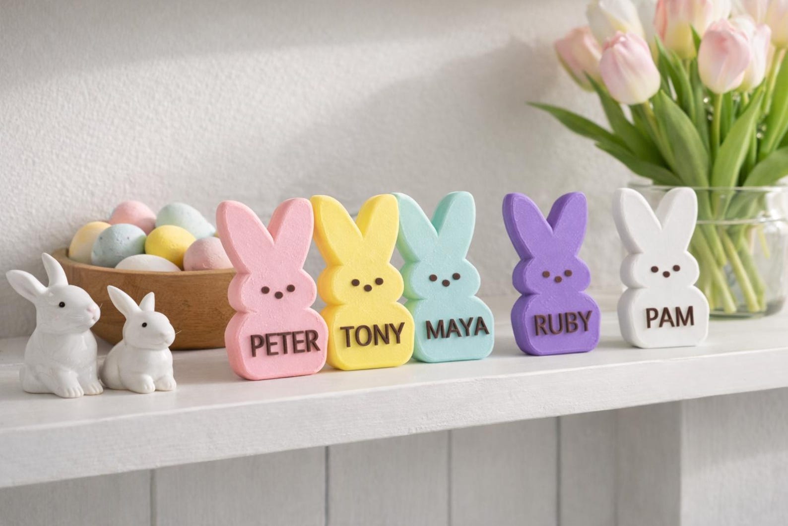 Easter Peeps: 3D Printed Plain or Custom Name Decor - Etsy