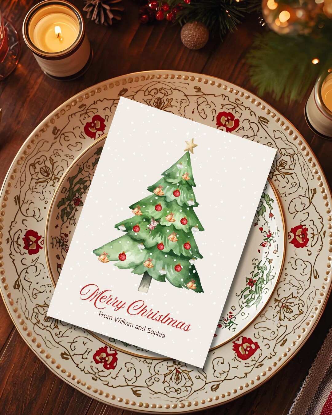 Editable Christmas Tree Card: Canva Holiday Template (digital Download ...