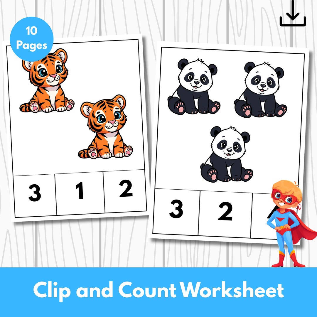 Clip and Count Animal Worksheets | Counting 1–10 Printable | Fine Motor ...