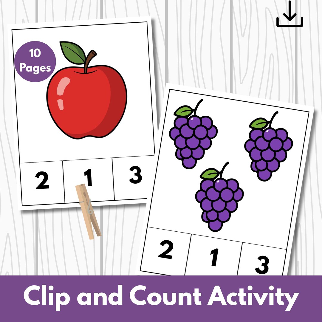 Clip and Count Fruit Worksheets | Preschool Math Activity | Fine Motor ...