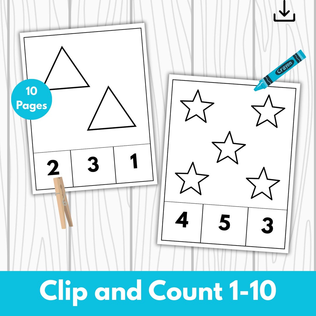 Clip and Count Shapes Worksheets 1–10 | Preschool Counting Math ...