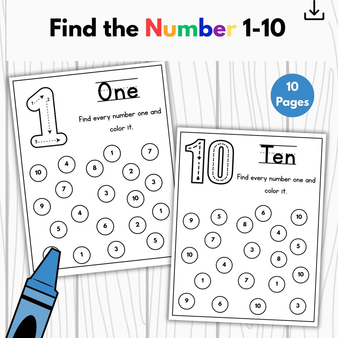 Find the Number 1–10 Worksheets | Color the Circle Math Activity ...