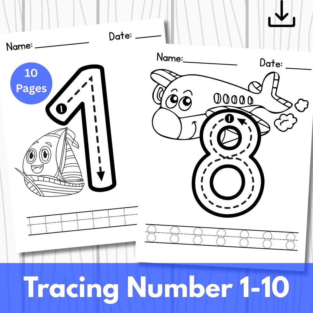 Number Tracing 1–10 Worksheets for Preschool | Trace & Write Numbers ...