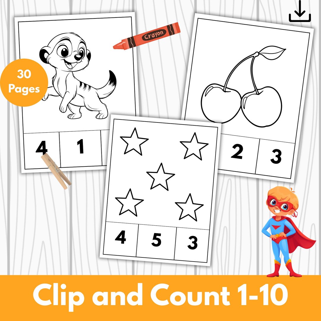 Clip and Count Worksheets Bundle 1–10 | Preschool Counting Activities ...