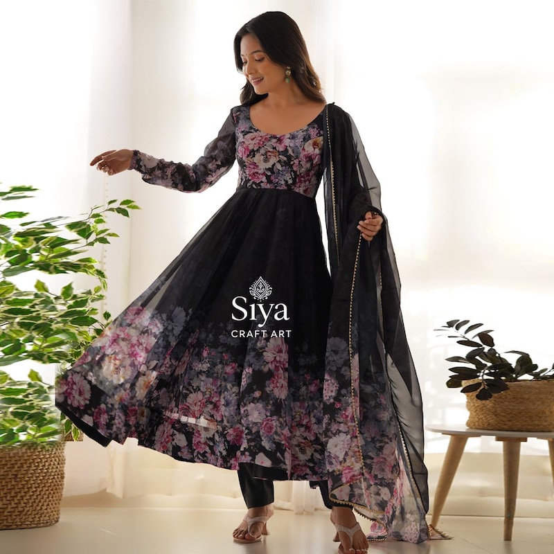 Organza Anarkali Suits - Etsy UK