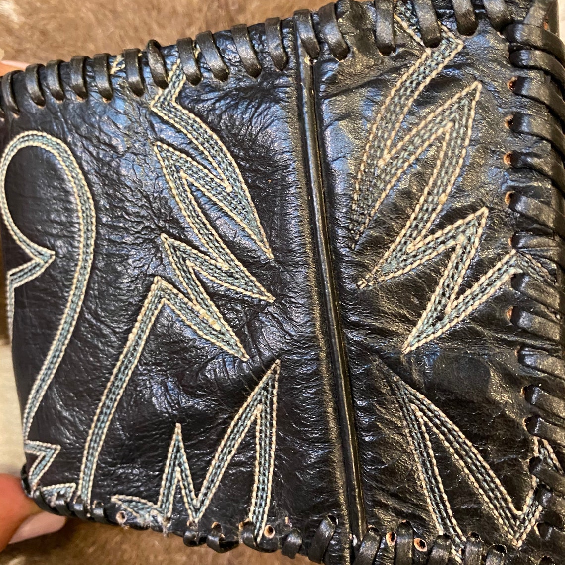 Handmade Black Leather Cowboy Boot Wallet - Etsy Singapore