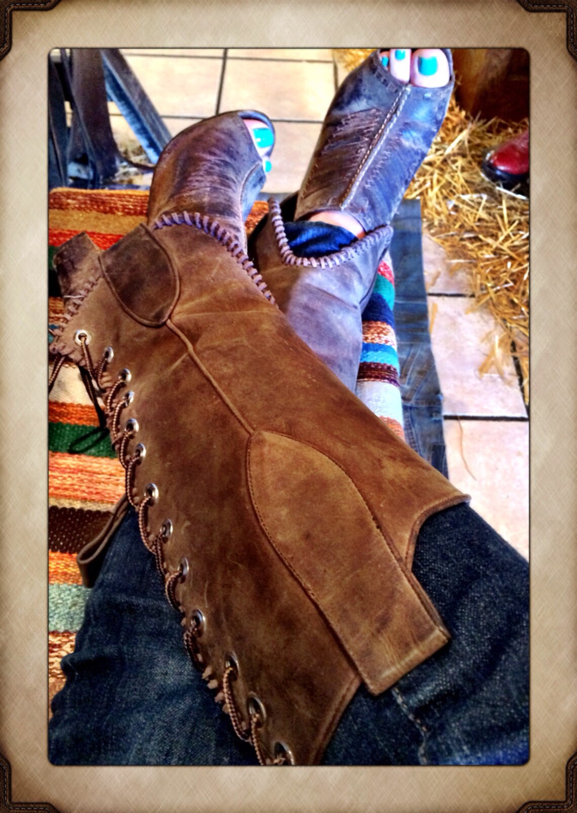 Leather Corset or Chaps Made From Cowboy Boots | Etsy