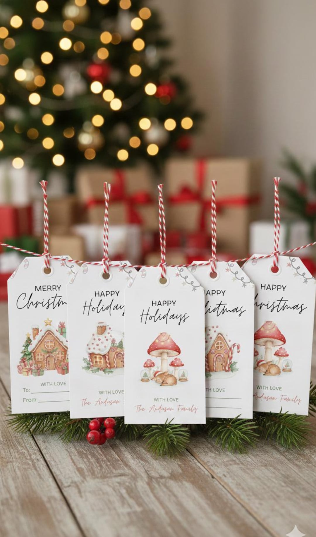 Editable Christmas Tags Canva Template | Printable Holiday Labels ...