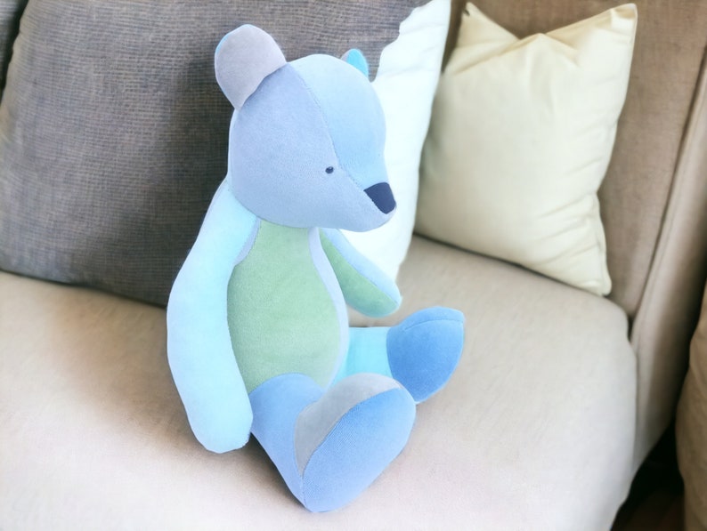 Handmade Plush Teddy Bear, Pink or Blue Soft Stuffed Bear Nursery Toy ...