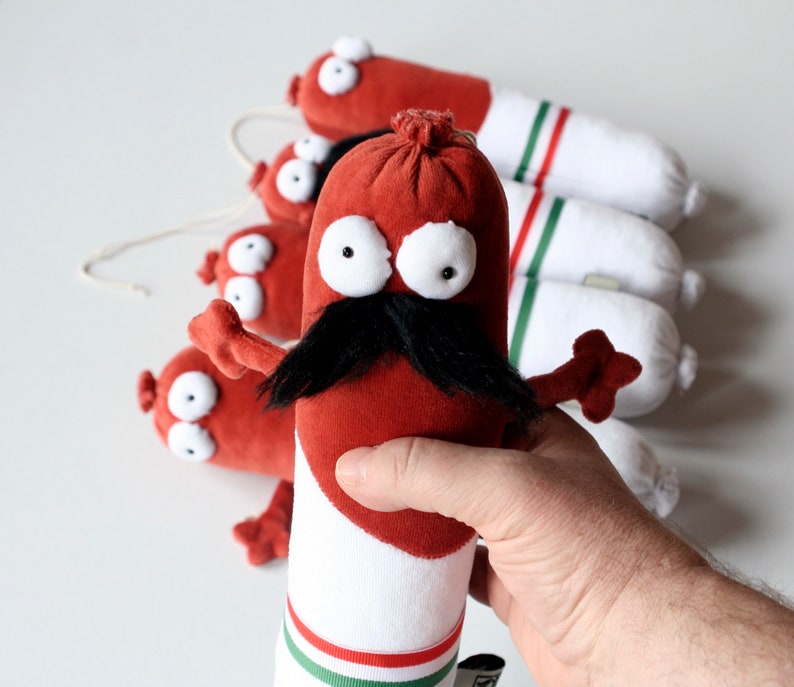 Handmade Funny Salami Plushie, Mustache Toy - Etsy