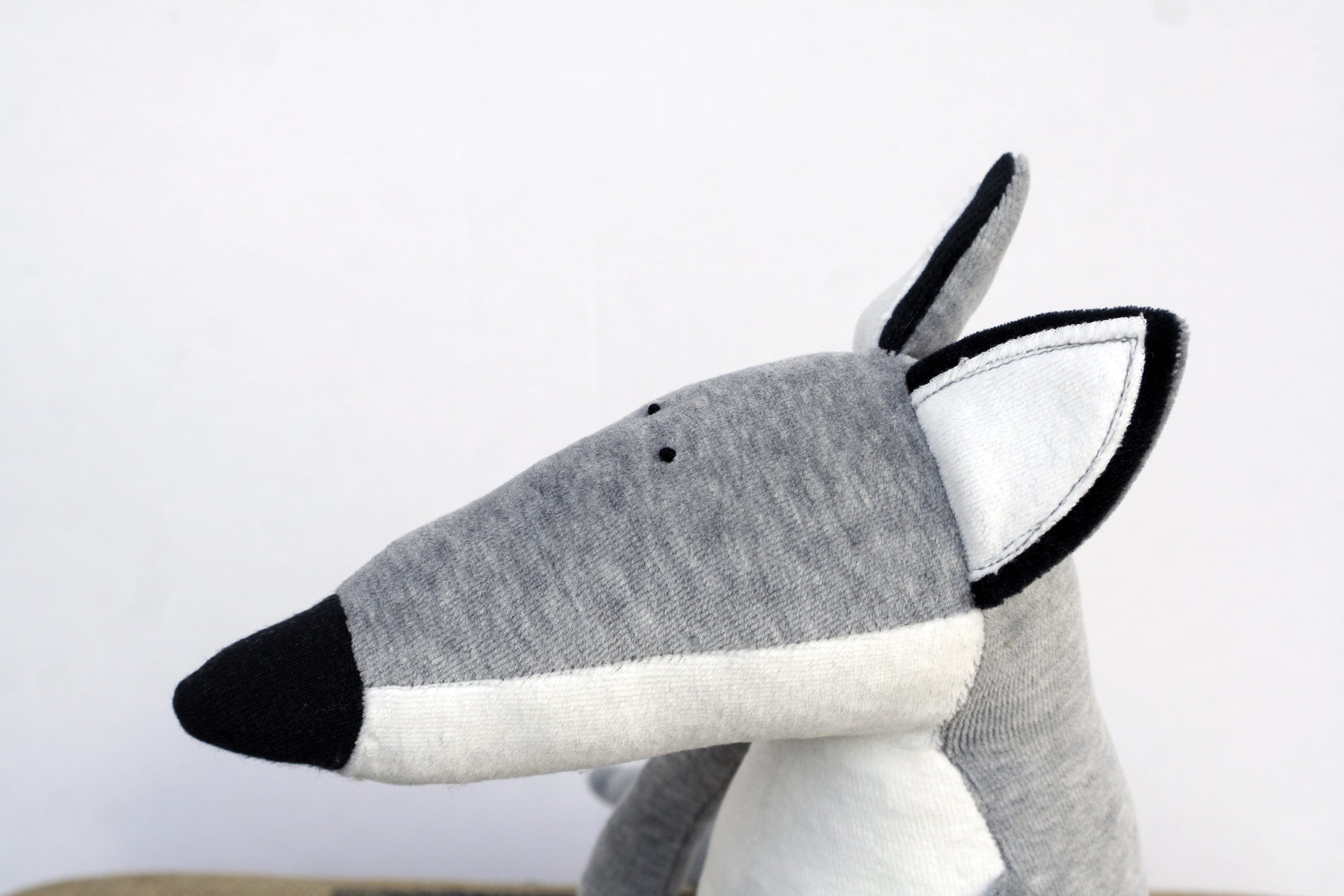 Sitting Grey Wolf, Little Cuddly Plush Wolf, Stuffed Plushie Wolf Soft Toy
