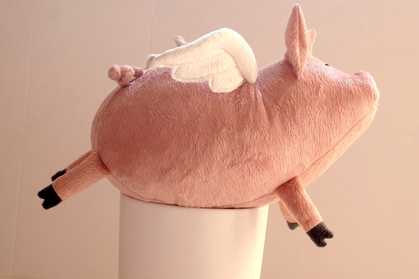 Flying Piggy Pink Plush Pig With Little White Wings Winged - Etsy