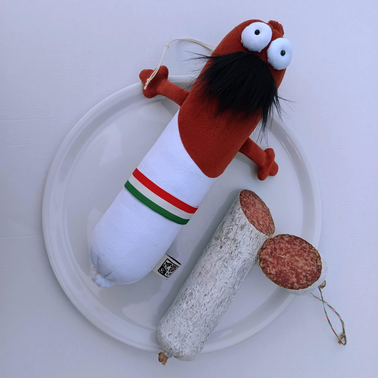 Handmade Funny Salami Plushie, Mustache Toy - Etsy