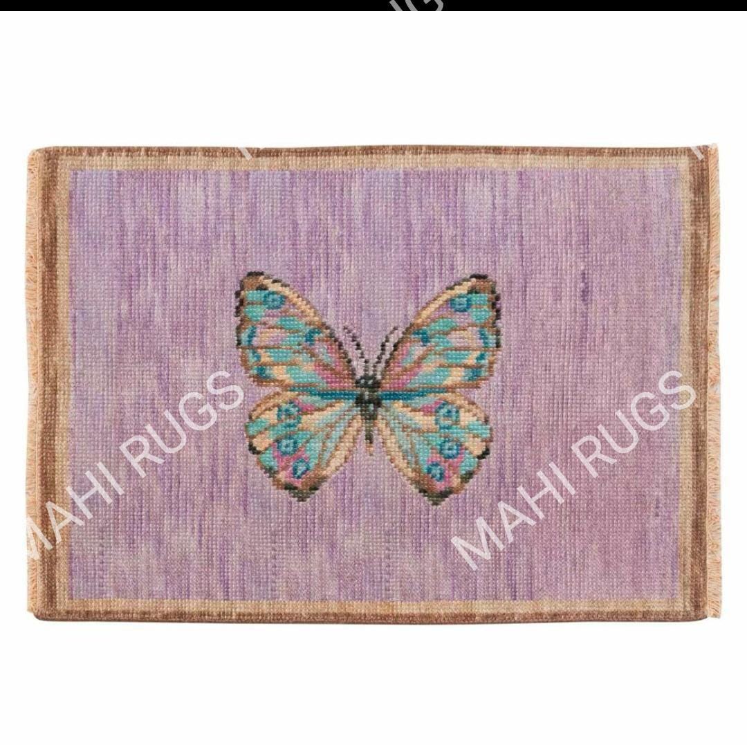Hand Tufted Butterfly Rug, Purple Cotton Wool Blend Accent Rug - Etsy