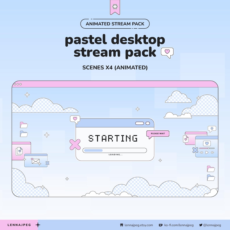 Stream Pack Pink and Blue Pastel | Animated Twitch Overlay Package Soft ...
