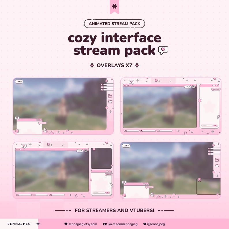 Animated Stream Pack Pink Cozy Interface for Vtuber and Streamer ...