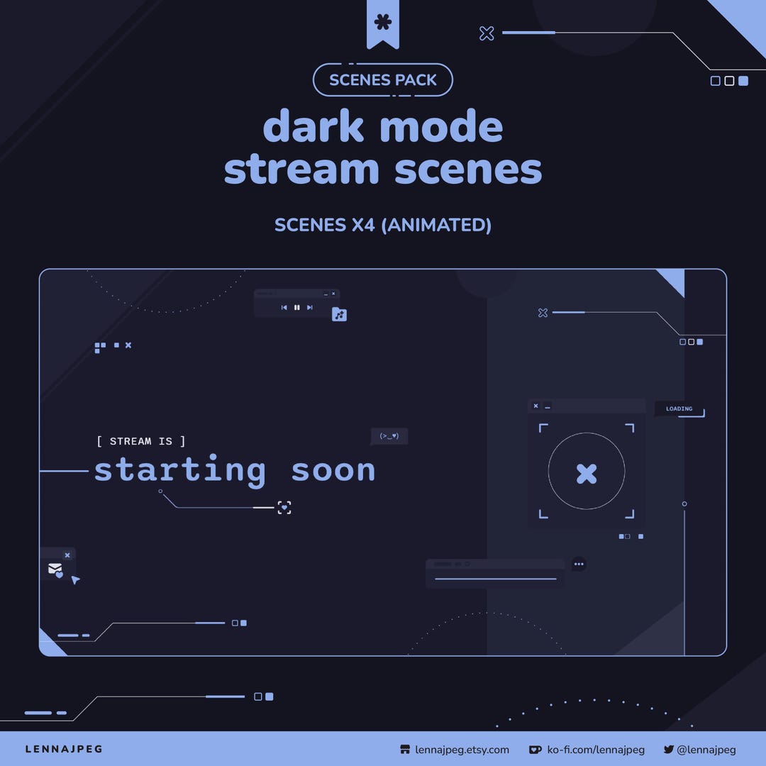 Dark Mode Blue Animated Stream Scenes Pack | Tech Sarting Soon Scenes ...