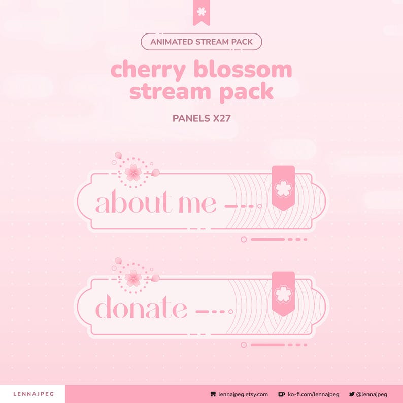 Cherry Blossom Pink Animated Stream Pack | Sakura Twitch Overlay ...