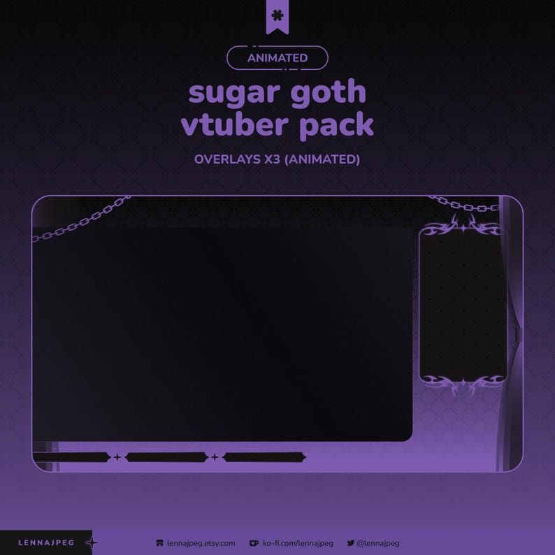 Dark Twitch Overlays Purple Stream Pack | Goth Streaming Screens ...
