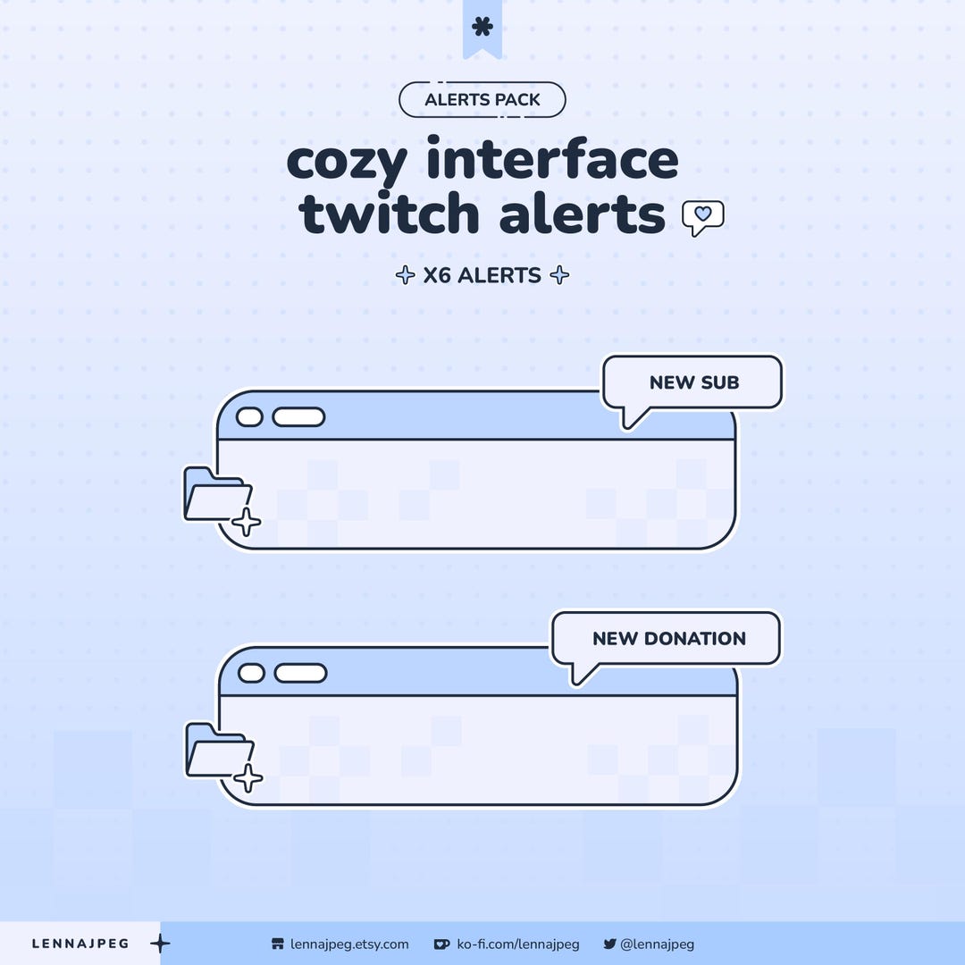 Cozy Blue Twitch Alerts | Vaporwave Streaming Alert Pack | Animated ...