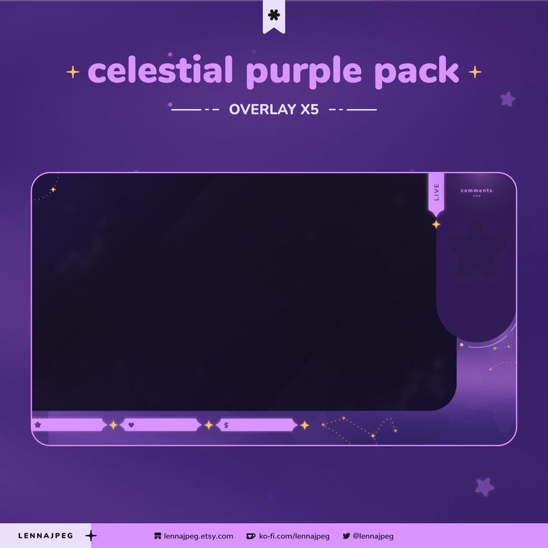 Celestial Purple Animated Stream Pack for Streamer and Vtubers - Etsy