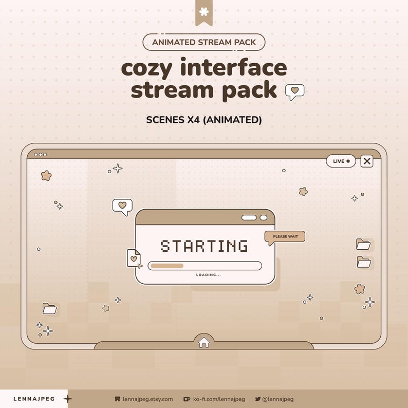 Animated Stream Pack Brown Cozy Interface for Vtuber and Streamer ...