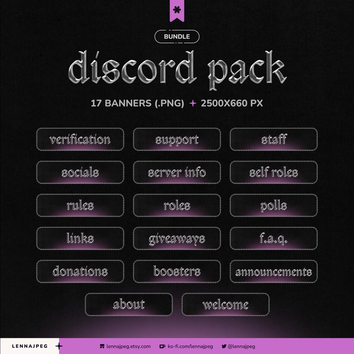 Girly Gothic Discord Banners & Dividers Pack | Server Decorations Dark ...