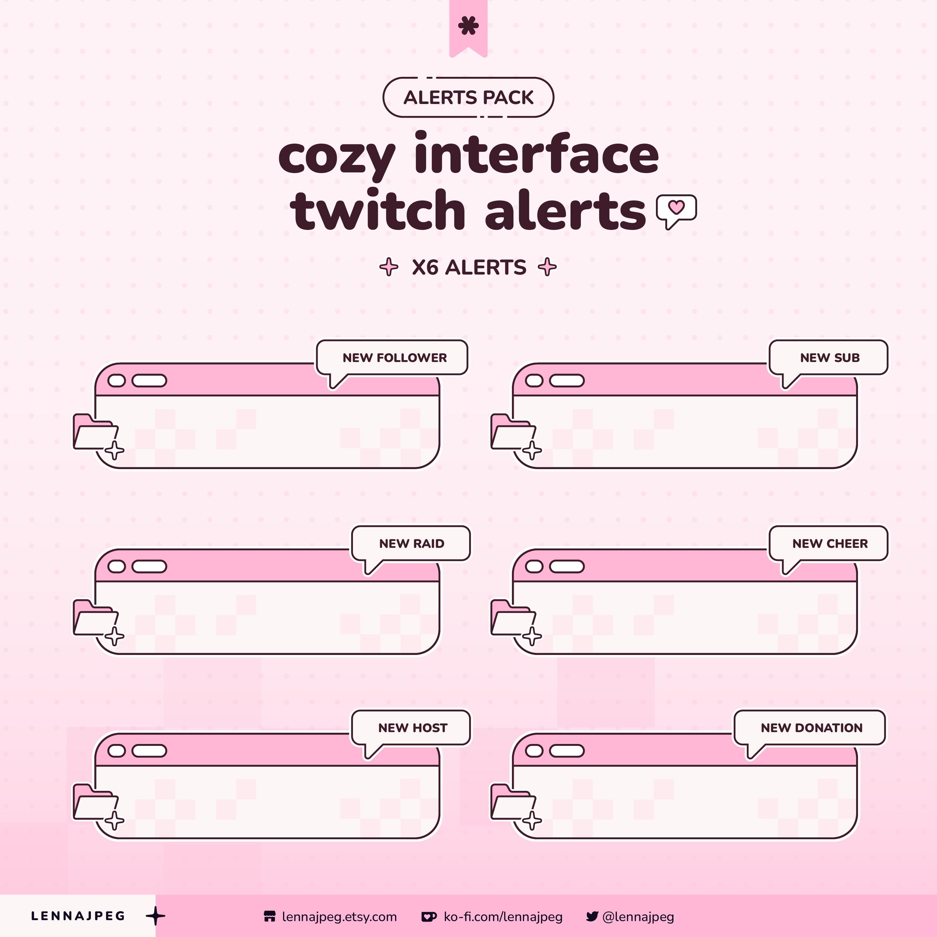 Cozy Pink Twitch Alerts | Vaporwave Streaming Alert Pack | Animated ...