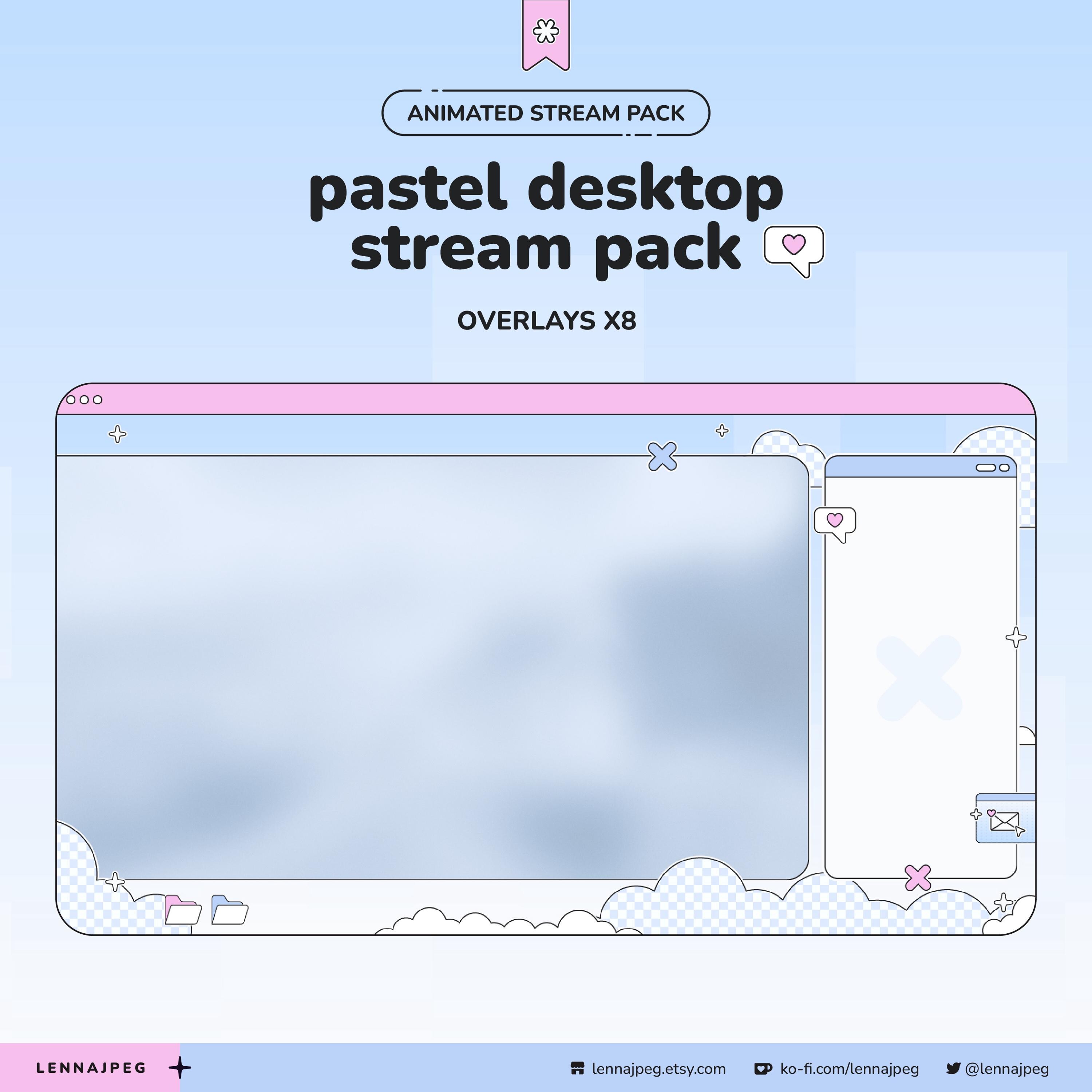 Stream Pack Pink and Blue Pastel | Animated Twitch Overlay Package Soft ...