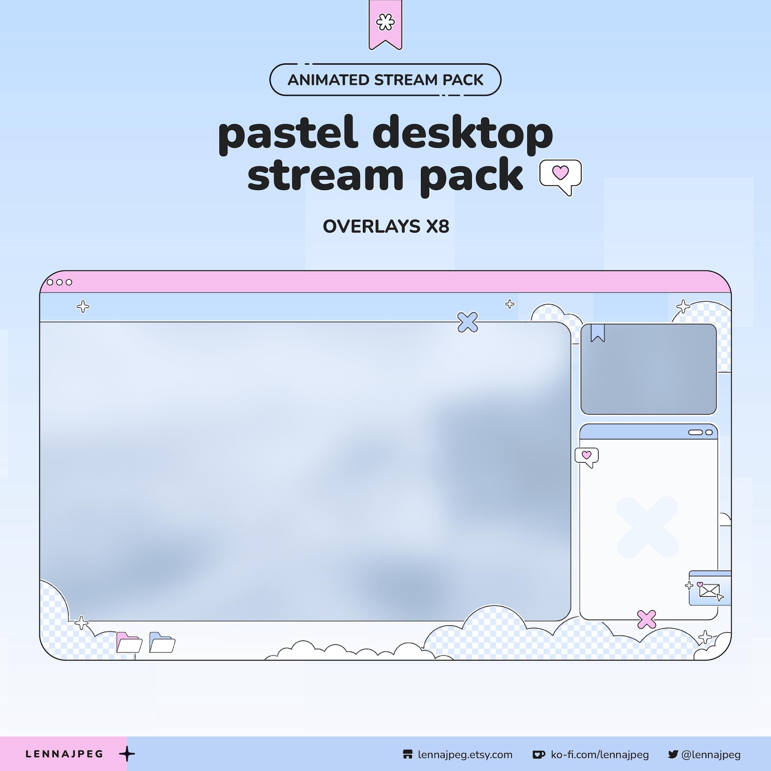 Stream Pack Pink and Blue Pastel | Animated Twitch Overlay Package Soft ...