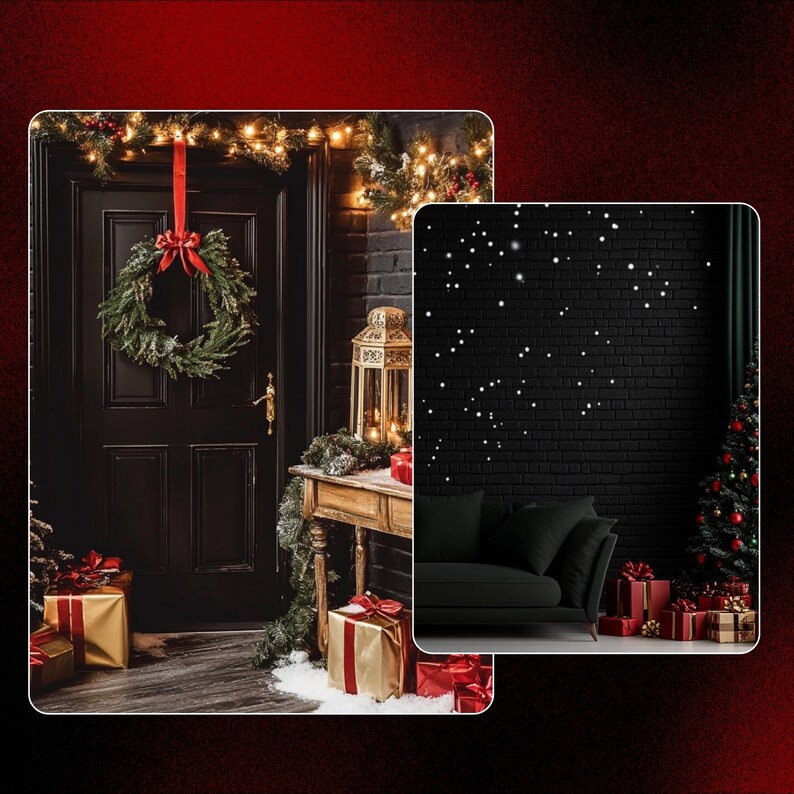 Dark Elegant Christmas, Digital Backdrops Bundle, Christmas Backgrounds ...