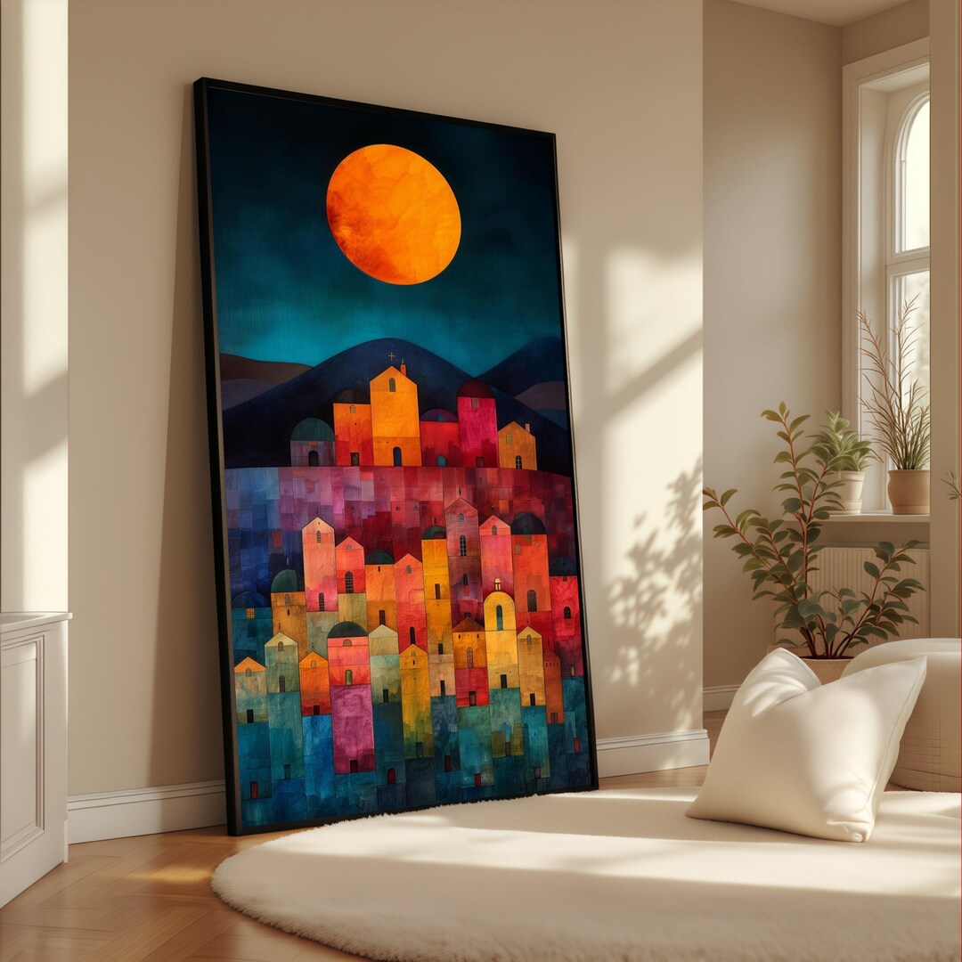Paul Klee Inspired Cityscape Canvas, Modern Geometric Urban Art - Etsy