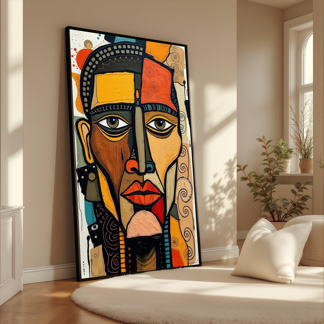 Abstract African Mask Canvas Print, Modern Ethnic Wall Art - Etsy