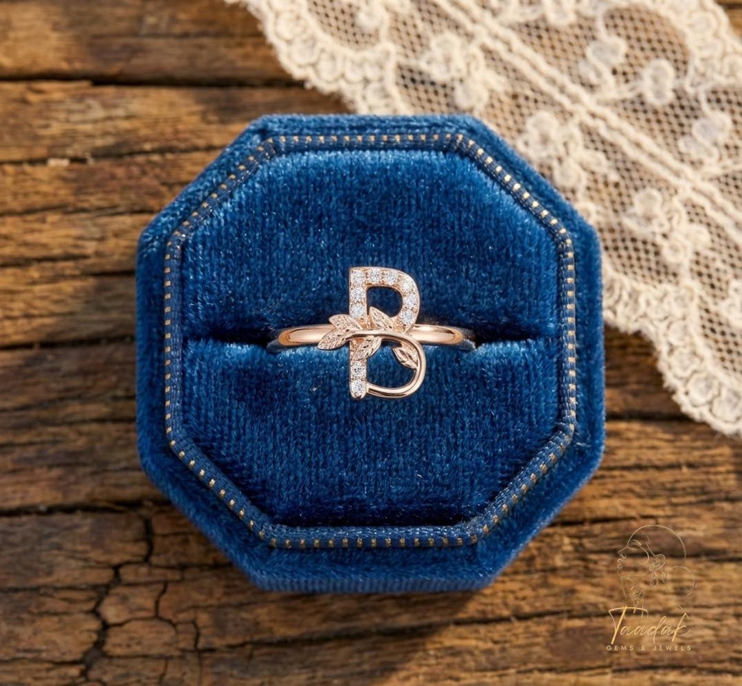 Moissanite Initial Letter B Ring | 18K Gold Vermeil, Sterling Silver - Etsy