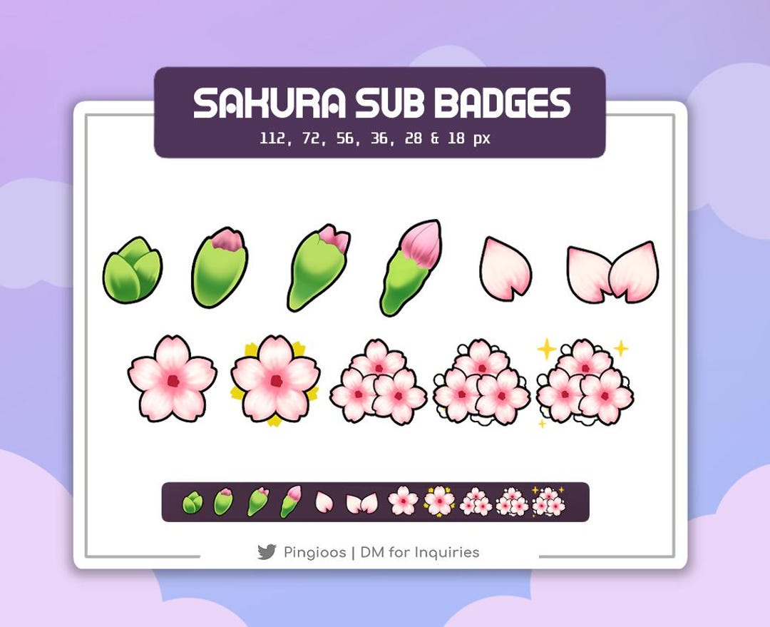 Sakura Cherry Blossoms Sub Badges | Twitch, Discord, Youtube - Etsy