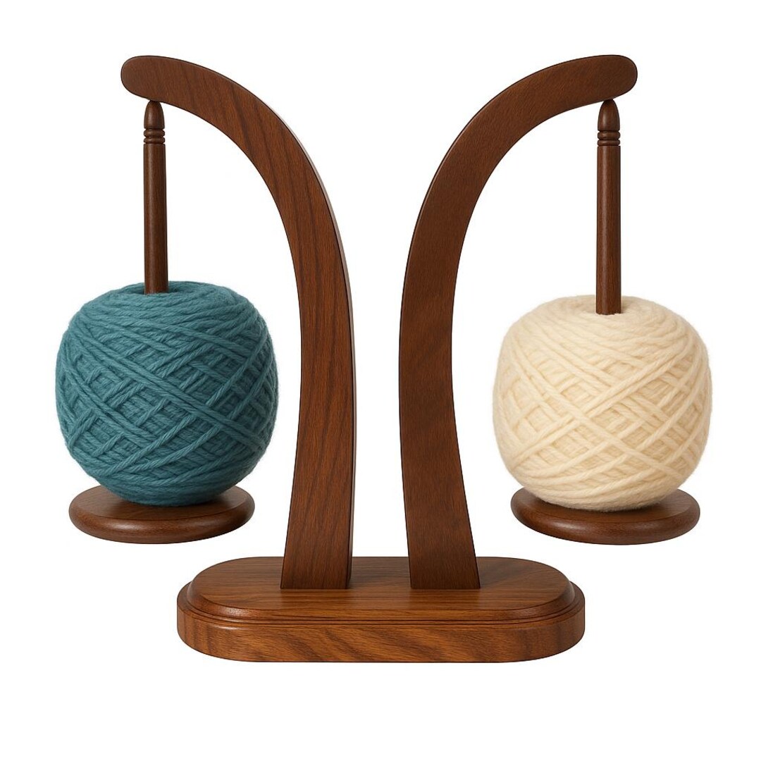 Wooden Double Yarn Holder Stand for Knitting Yarn Holder, Wooden Stand ...