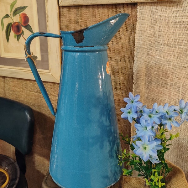 French Enamelware Pitcher - Etsy
