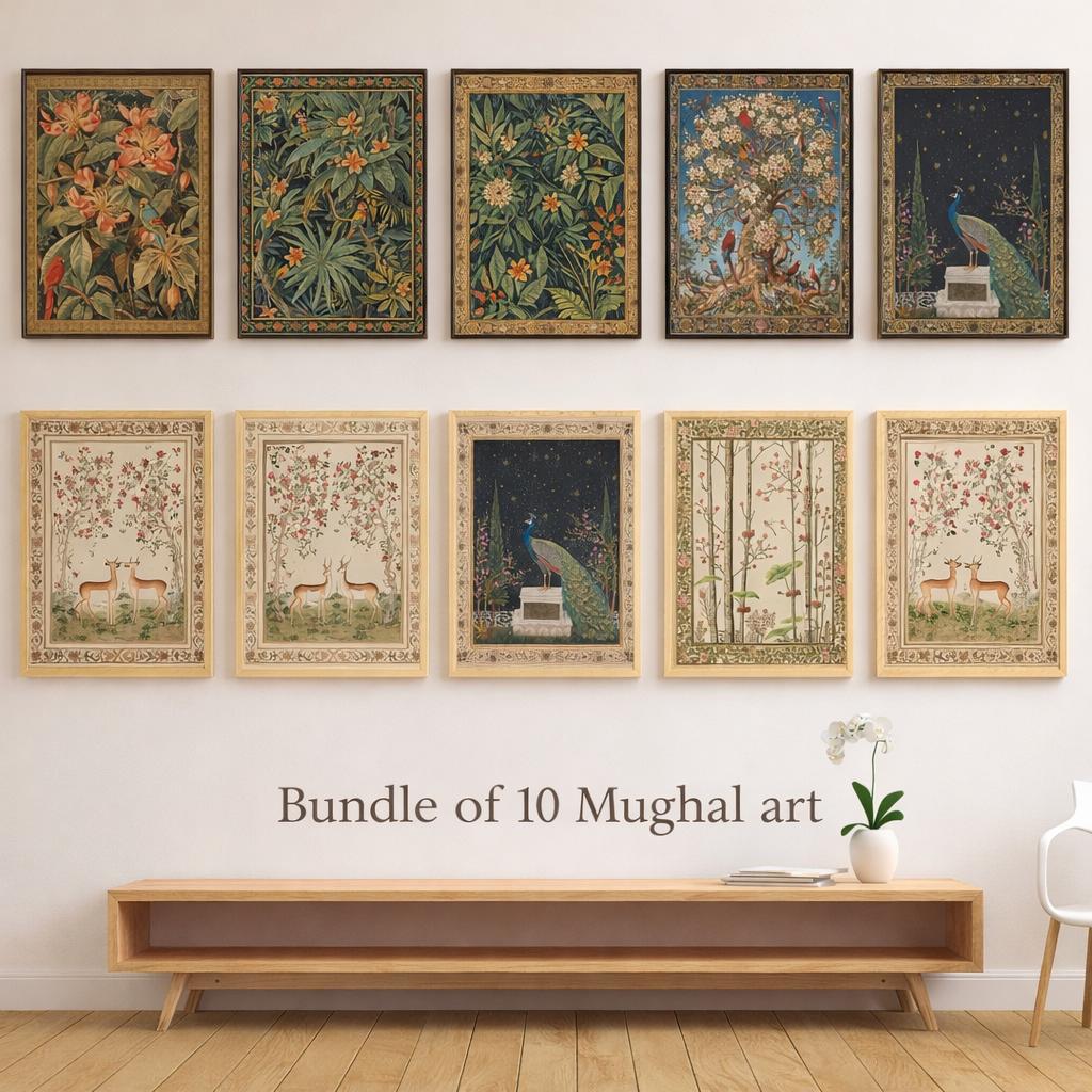 Mughal Art, Mughal Wall Art Bundle of 10 Mughal Wall Prints, Mughal ...