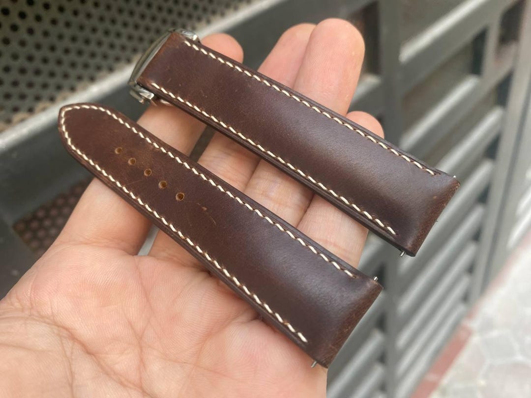 Dark Brown Waxed Cowhide Watch Strap Without Belt, 1 Folding Buckle - Etsy