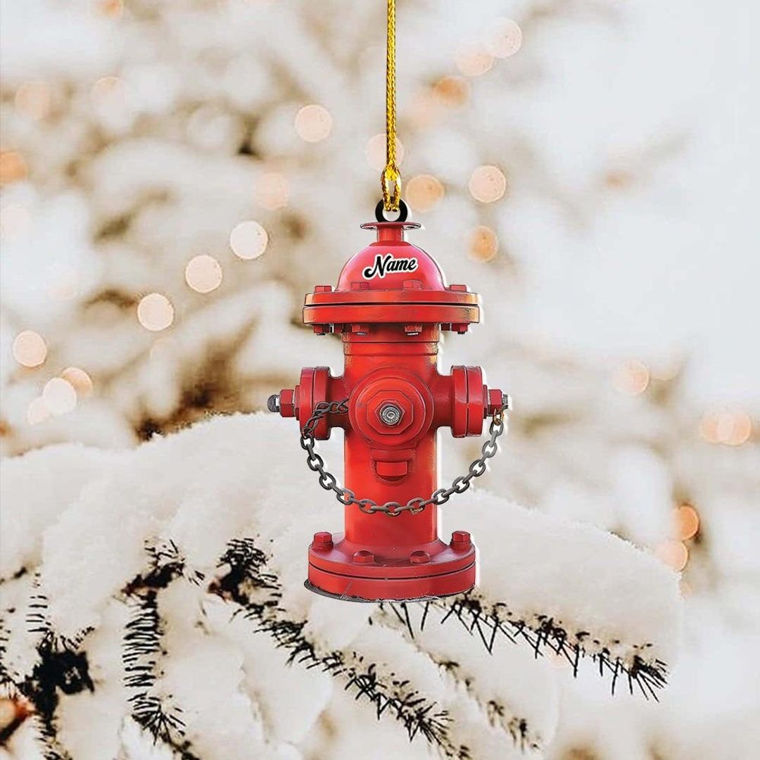 Personalized Fire Hydrant Christmas 2D Flat Ornament, Christmas Home ...