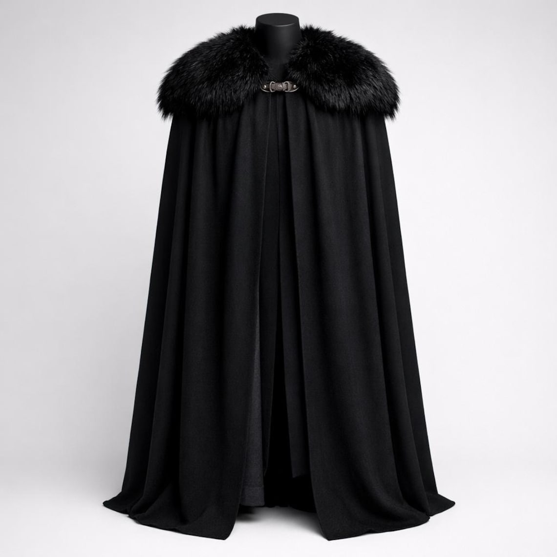 Black Wool-blend Fur Collar Cloak | Jon Snow Inspired Cosplay - Etsy