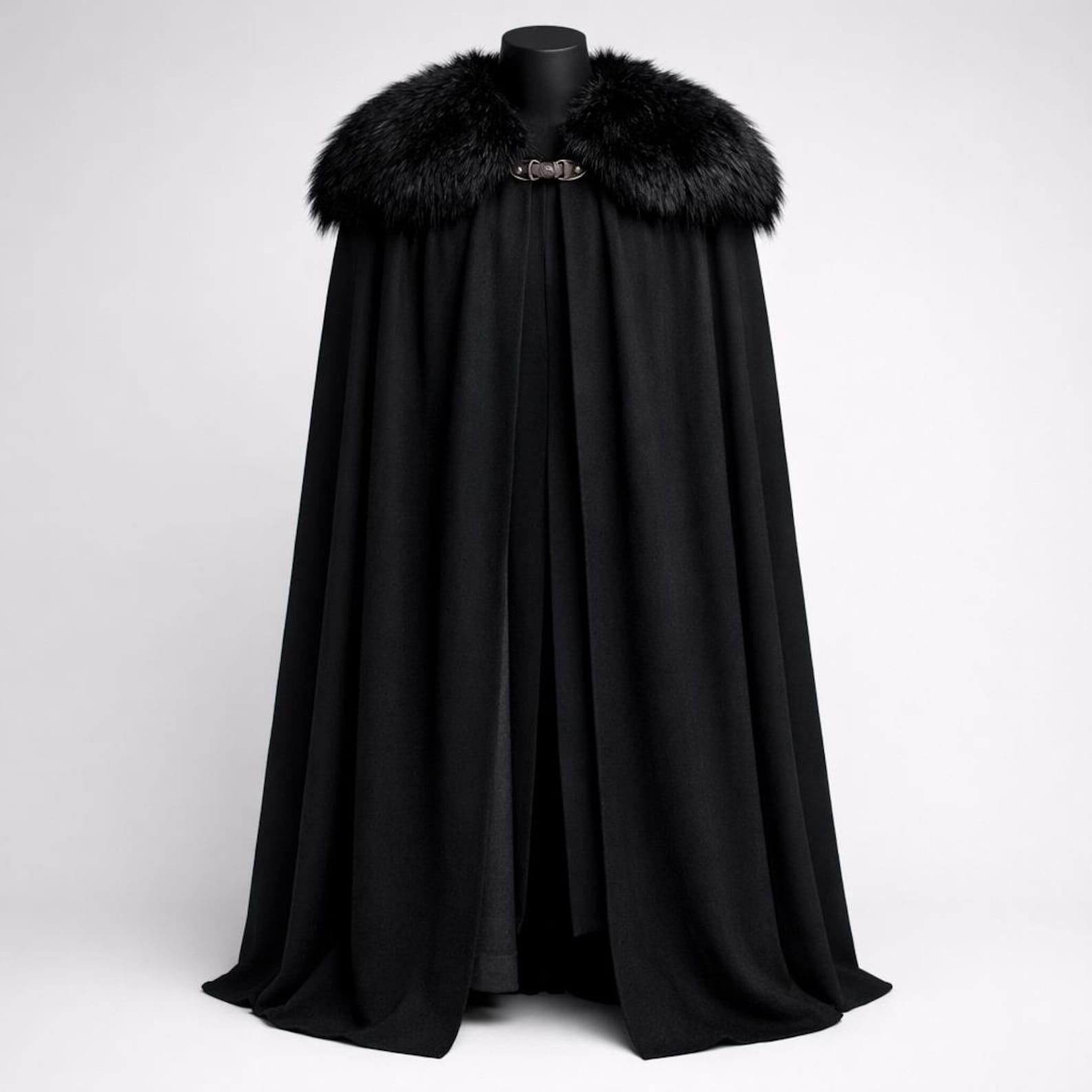 Black Wool-blend Fur Collar Cloak | Jon Snow Inspired Cosplay - Etsy