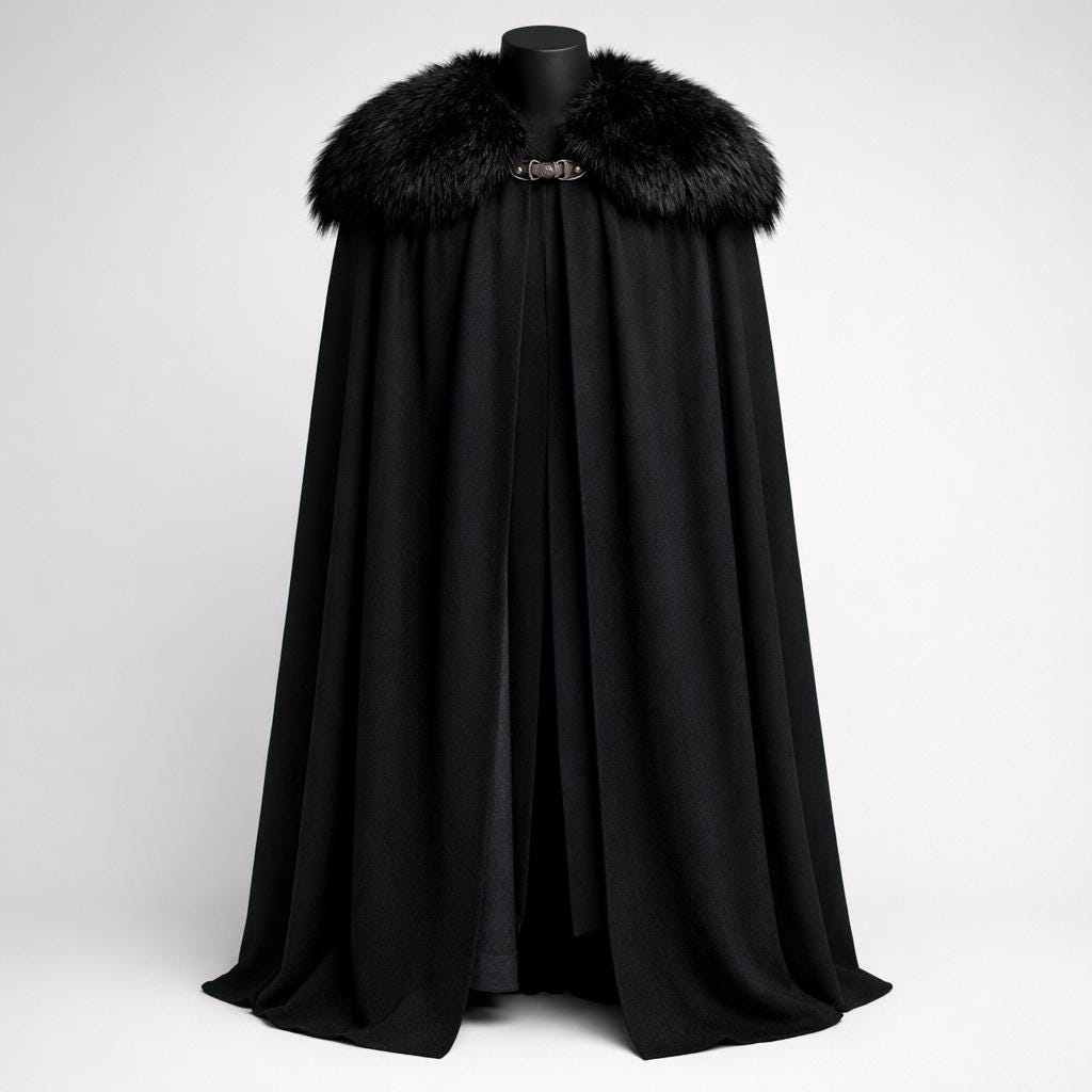 Black Wool-blend Fur Collar Cloak | Jon Snow Inspired Cosplay - Etsy