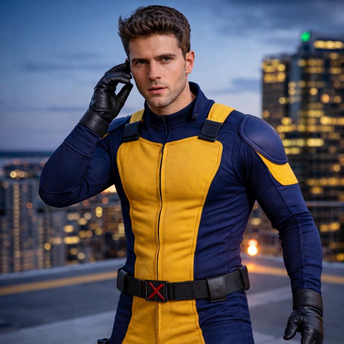 Men’s Yellow and Navy Blue Superhero Jumpsuit | Comic-inspired Bodysuit ...