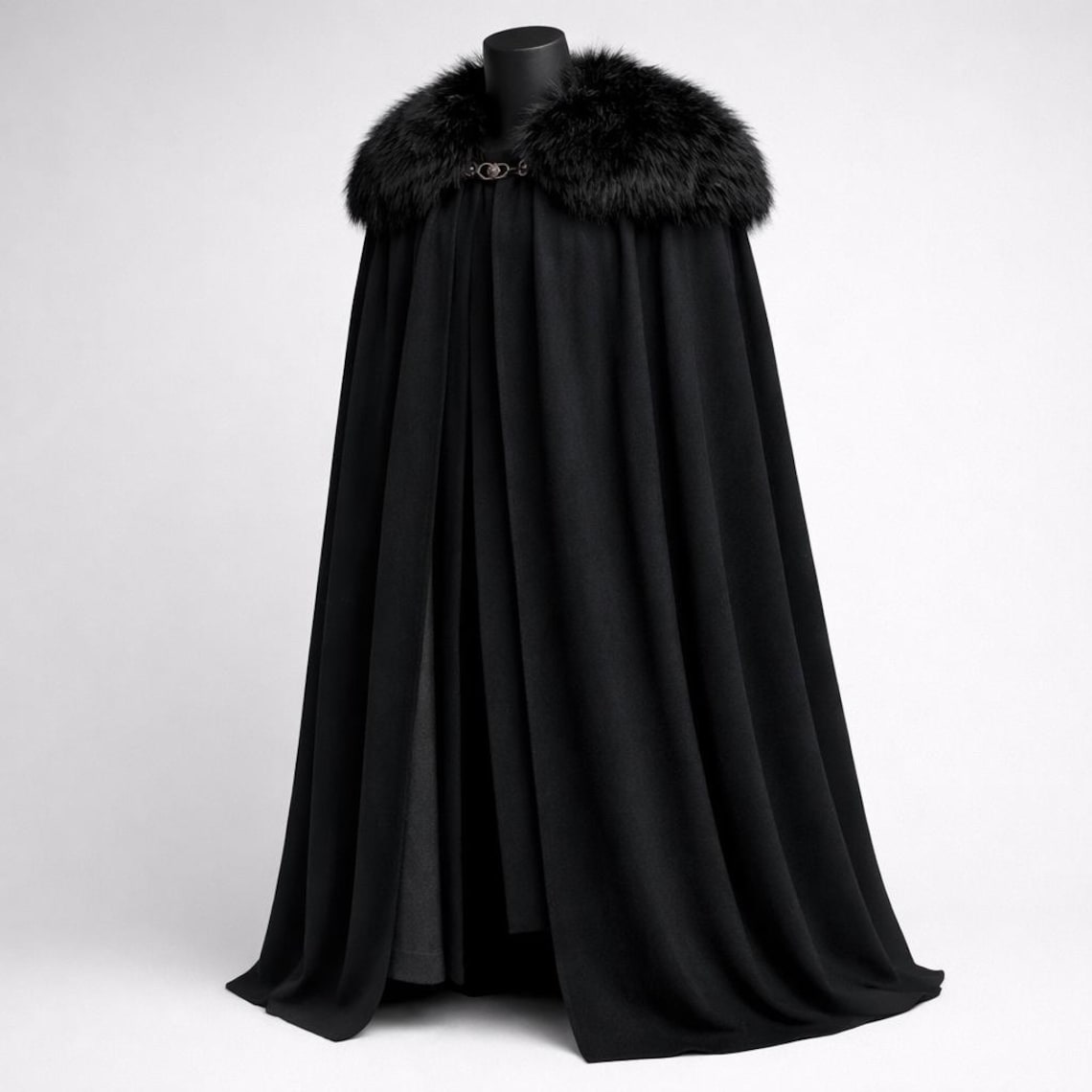 Black Wool-blend Fur Collar Cloak | Jon Snow Inspired Cosplay - Etsy